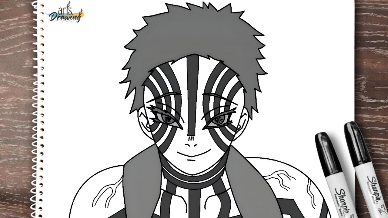 How to draw Akaza Hakuji Soyama from Demon Slayer - YouTube