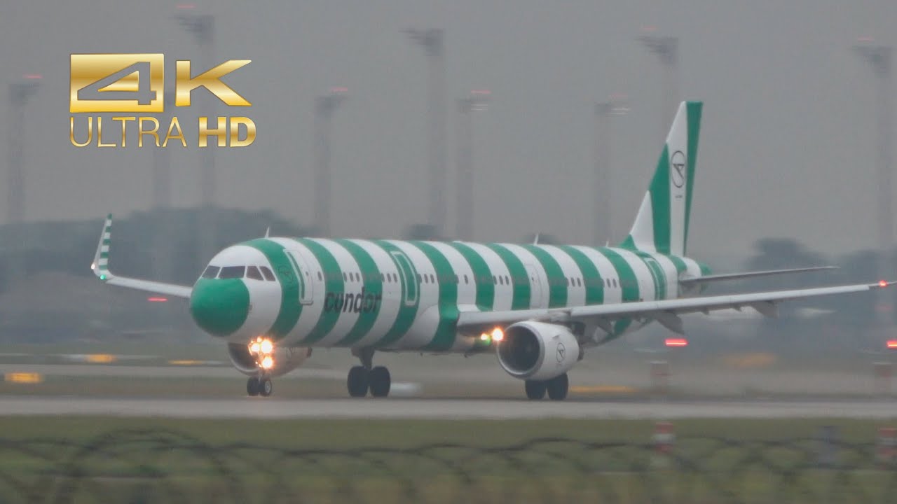 (4K) Airbus A321-211 Condor Green Rings Livery D-AIAC departure at ...