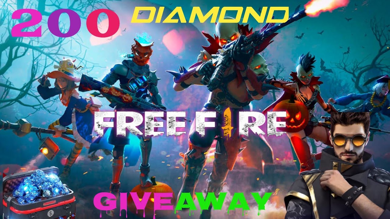 free fire live // 200 diamond giveaway //free diamond day2 - YouTube