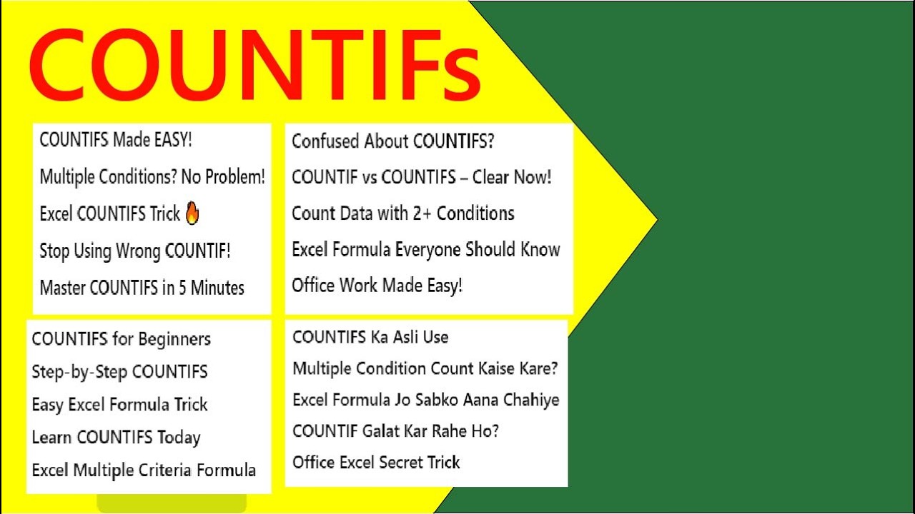 Countifs formula in Excel|Countif Formula in Excel with Multiple ...