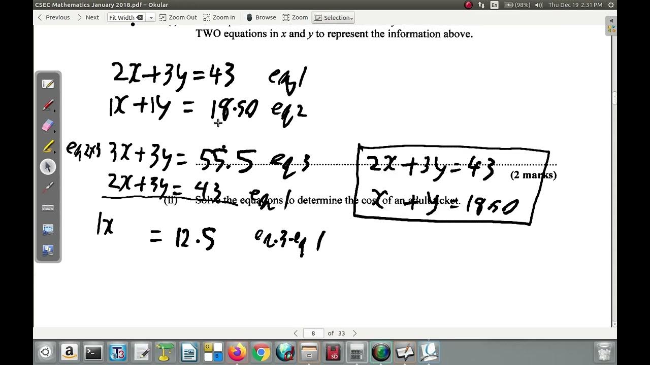 January 2018 Question 2 c CSEC Mathematics Past Paper Solution - YouTube