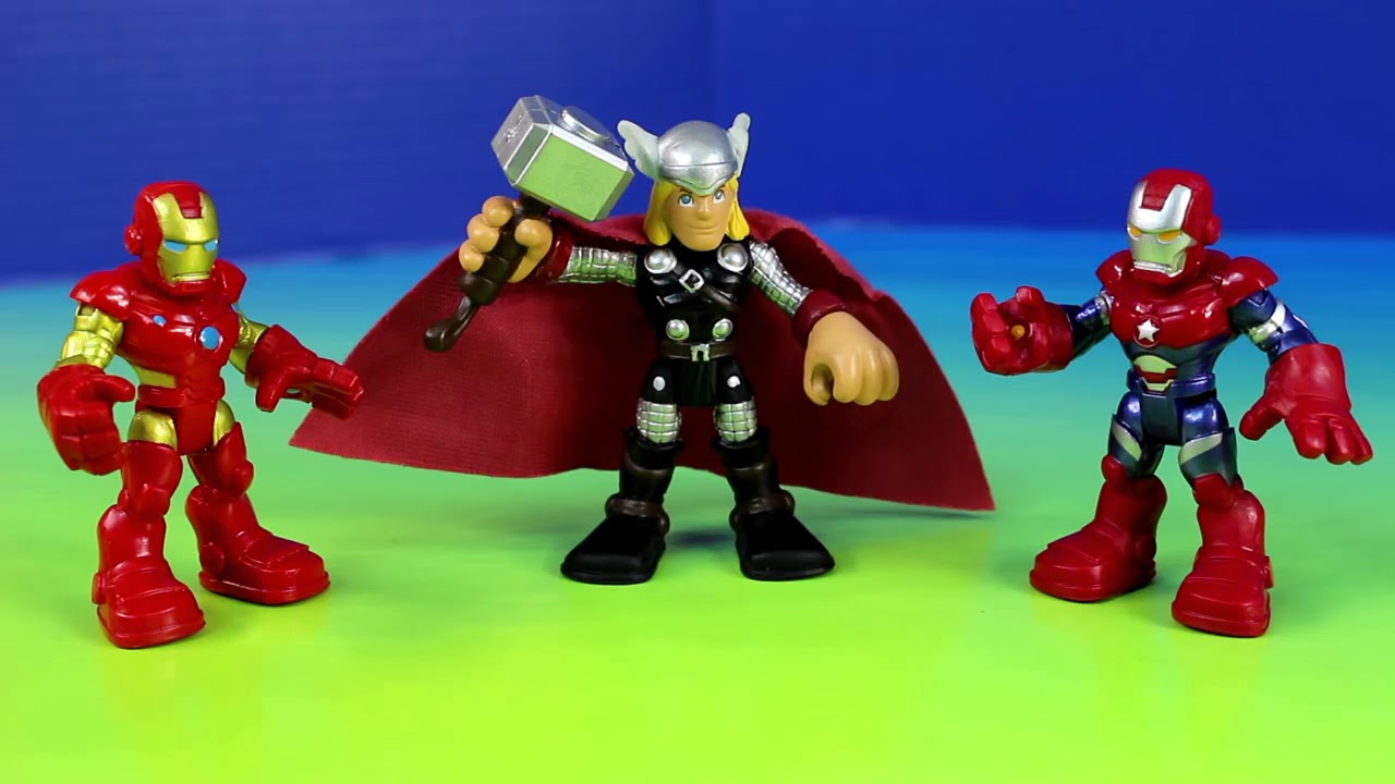 Playskool Heroes Marvel Thor Iron Patriot Iron Man & Imaginext Superman ...