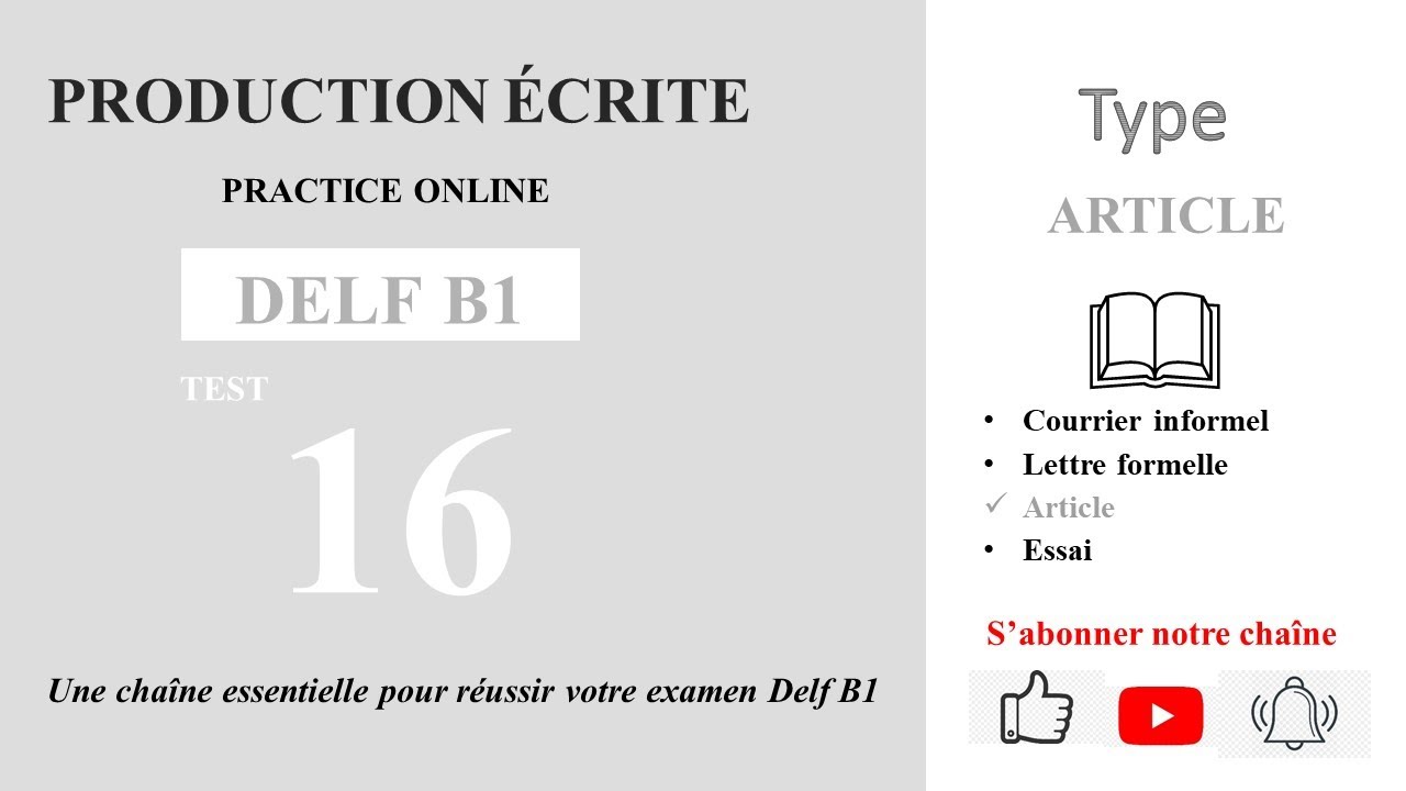 DELF B1 - Production écrite [Test 16] - TRAVAILLER DANS UN PAYS ...