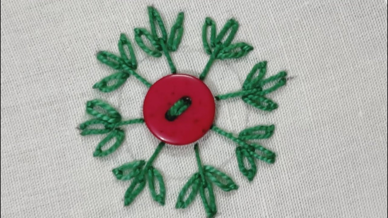 Button Embroidery flower design, easy hand Embroidery - YouTube