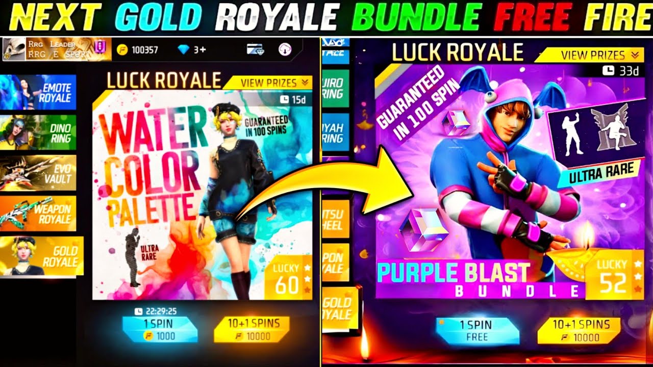 Free Fire Next Gold Royale 🥳🤩| free fire next Gold Royahle Bundle After ...