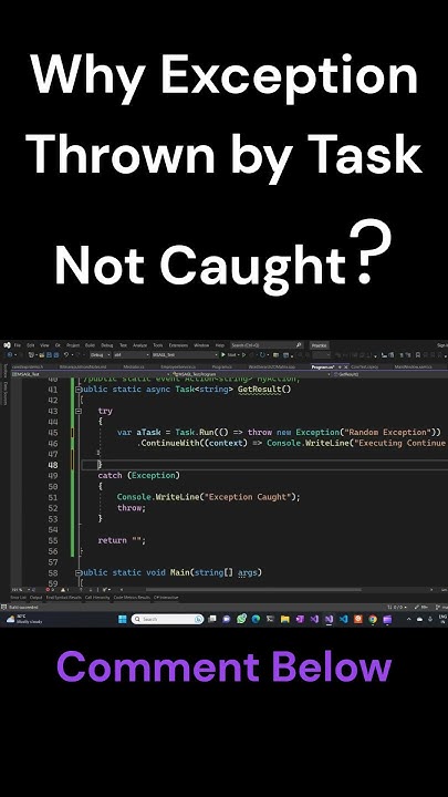 C# Quiz 🤔 | Why Exception Thrown is Not Caught? #shorts #csharp #coding #viral - YouTube