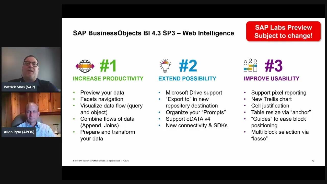 3 Key Improvements For Sap Businessobjects 4 3 Planned For Service Pack 3 Youtube
