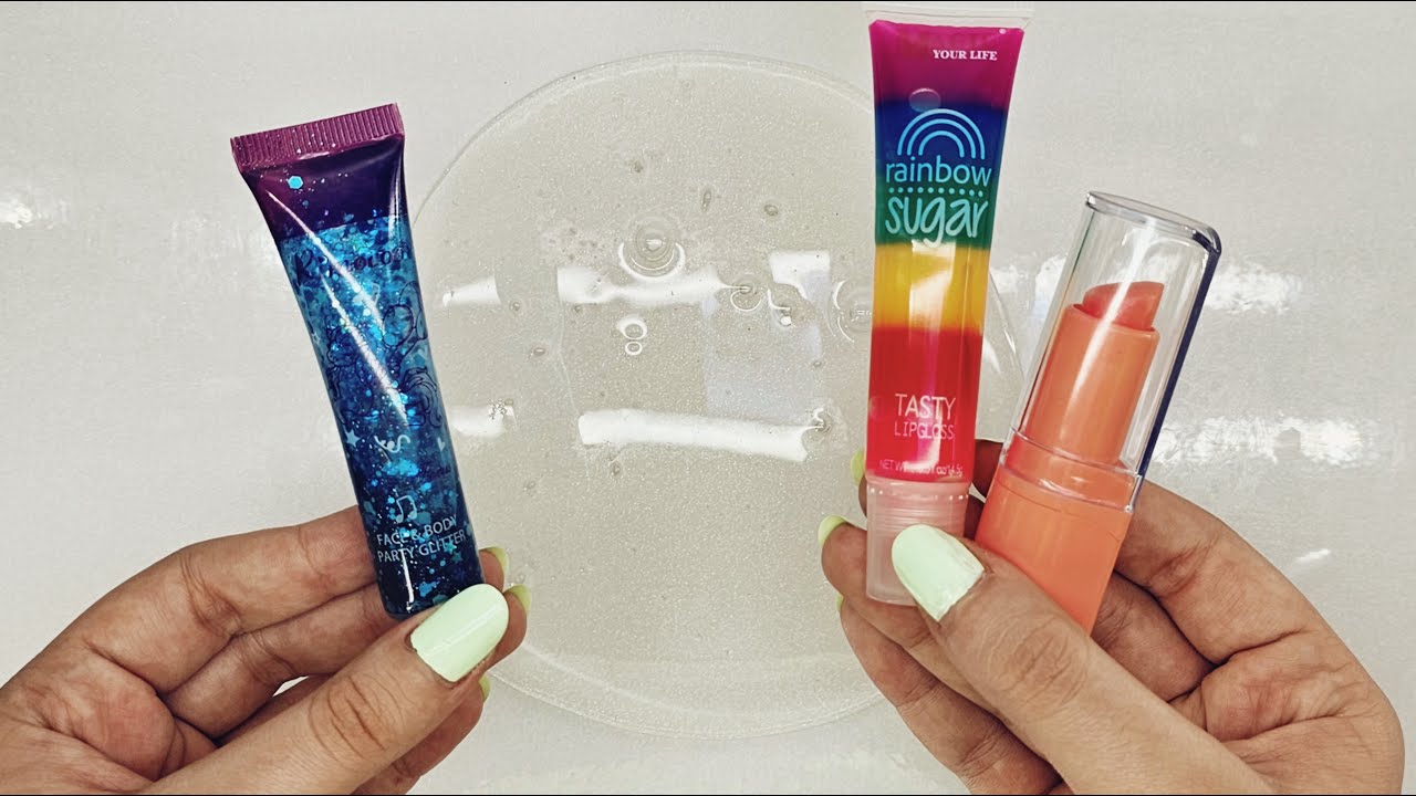Making Blue Slime Asmr Mixing Lipstick and Glitter...Mr and Miss Slime ...