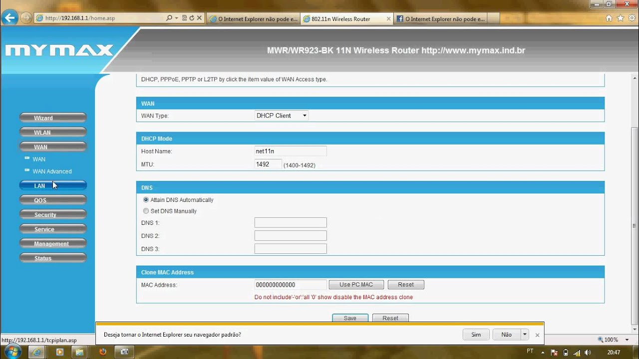 Configuração Roteador MyMax - YouTube
