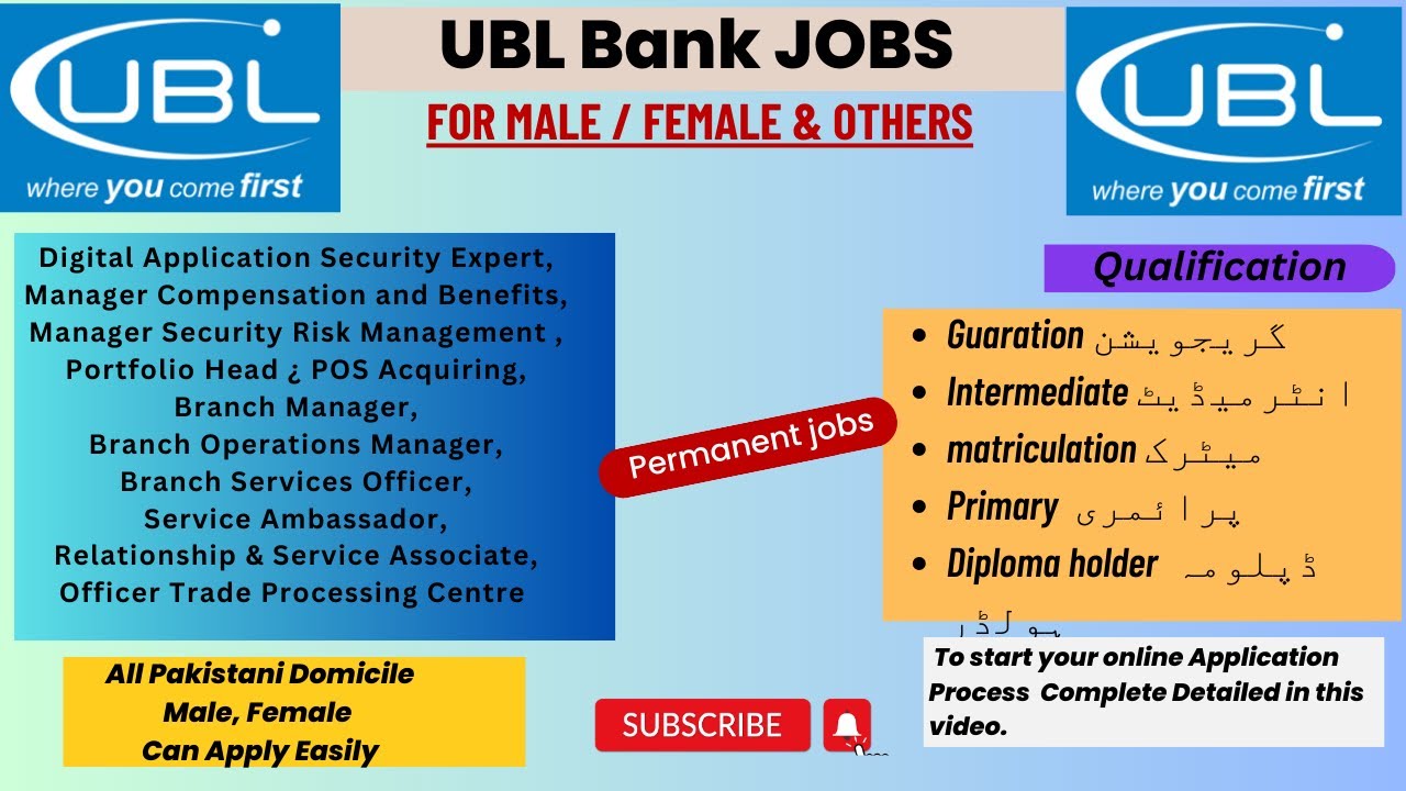 UBL Bank jobs 2023 online Apply | UBL jobs | How to Apply for UBL Bank ...