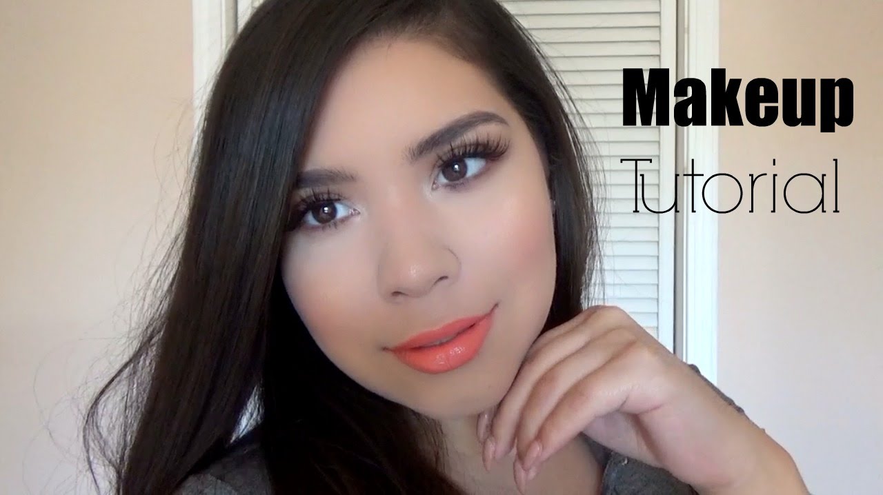 Soft Brown Eyes + Coral Lips | Makeup Tutorial - YouTube