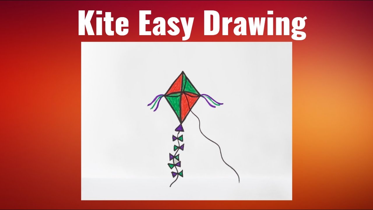 Kite Easy Drawing | Learning Easier | Step by Step | How to draw Cute ...
