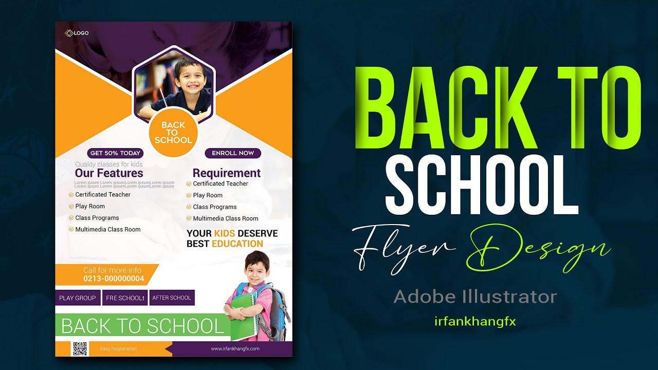 School Education Flyer Design | Illustrator Tutorials - YouTube