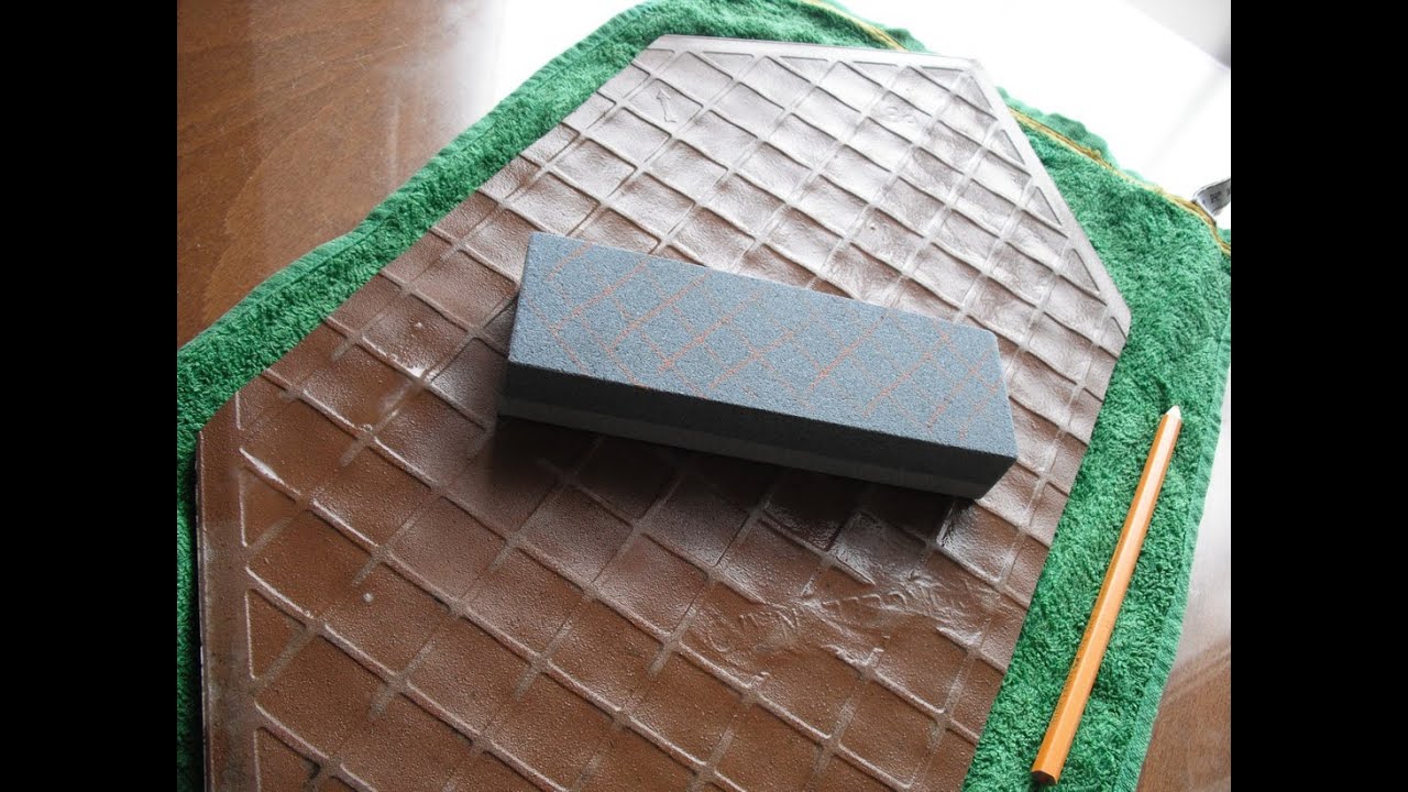 Flattening sharpening stone with tile - YouTube