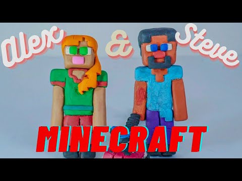 MINECRAFT [Alex & Steve] by Clay _ Clay Sculpture - YouTube
