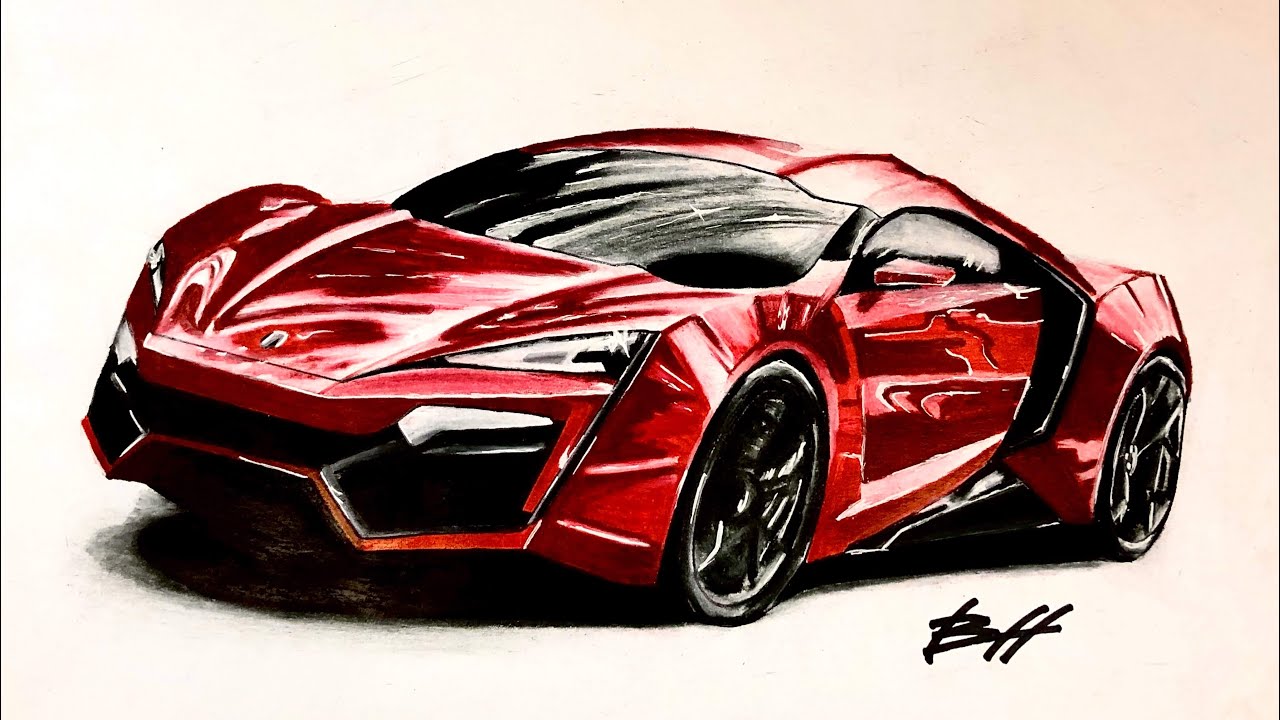 Drawing The Lykan Hypersport || Drawing Cars 360 - YouTube