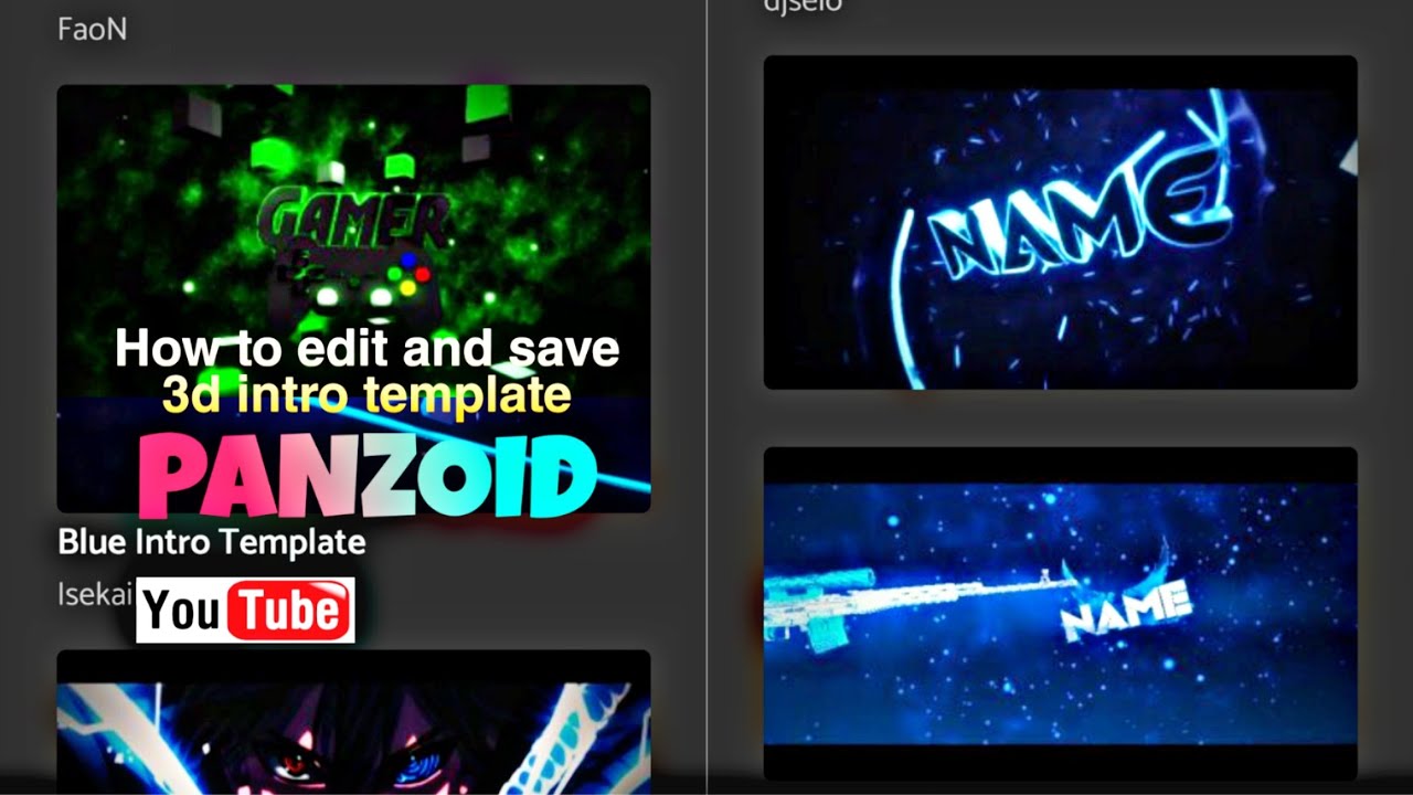 How to made 3d Intro template on panzoid/// for youtubers2022 - YouTube
