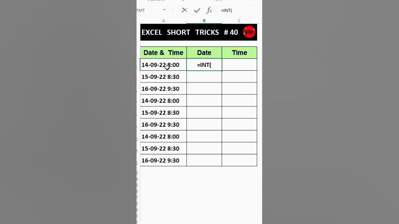 How To Separate Date And Time In Excel L Mis Interview L Advanceexcel Excelformula Irfansbe