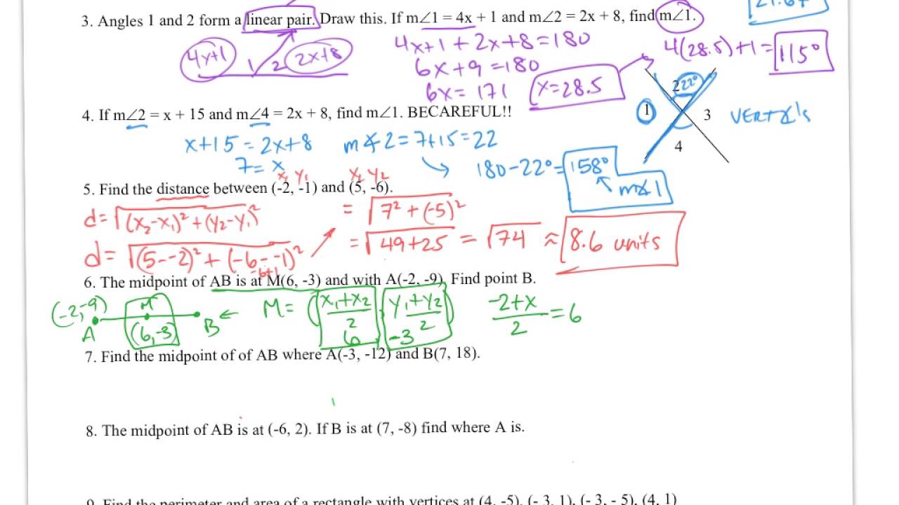 Geometry Chapter 1 In Class Review - YouTube