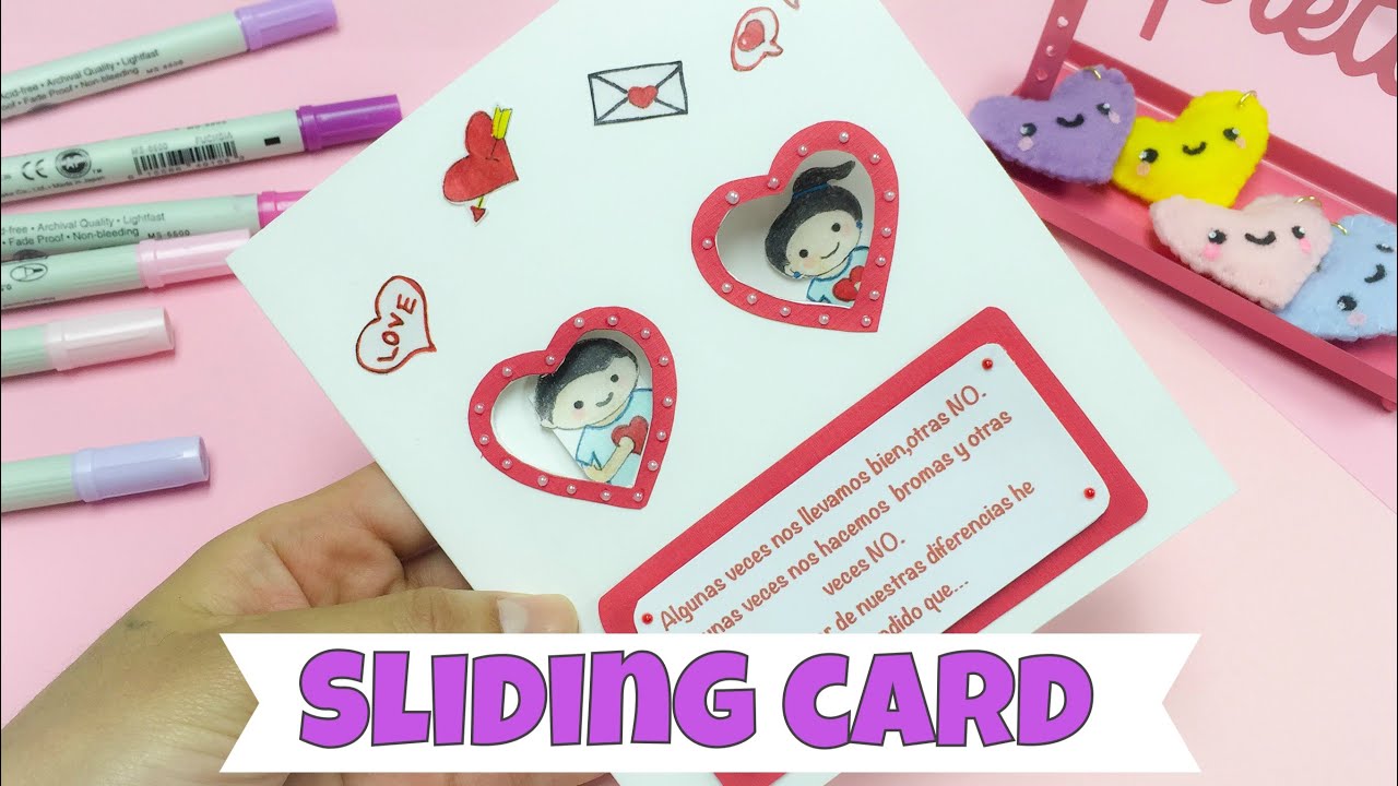 EASY CRAFTS: how to make an sliding card for Valentines day - YouTube