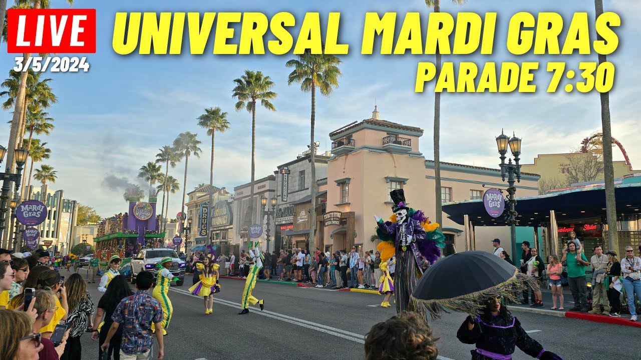 🔴Live: Universal Studios Orlando Mardi Gras Parade Let's catch some ...
