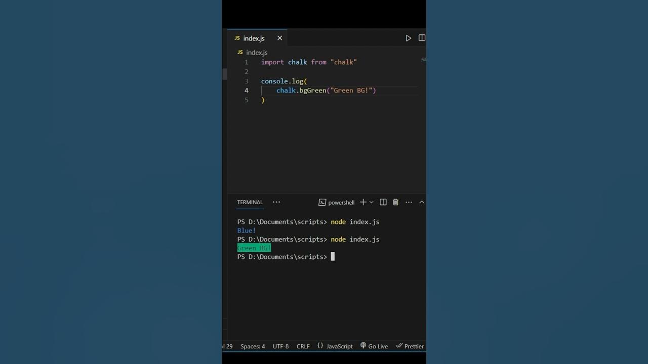 Colorful Log Outputs 🎨 Nodejs Coding Programming Youtube