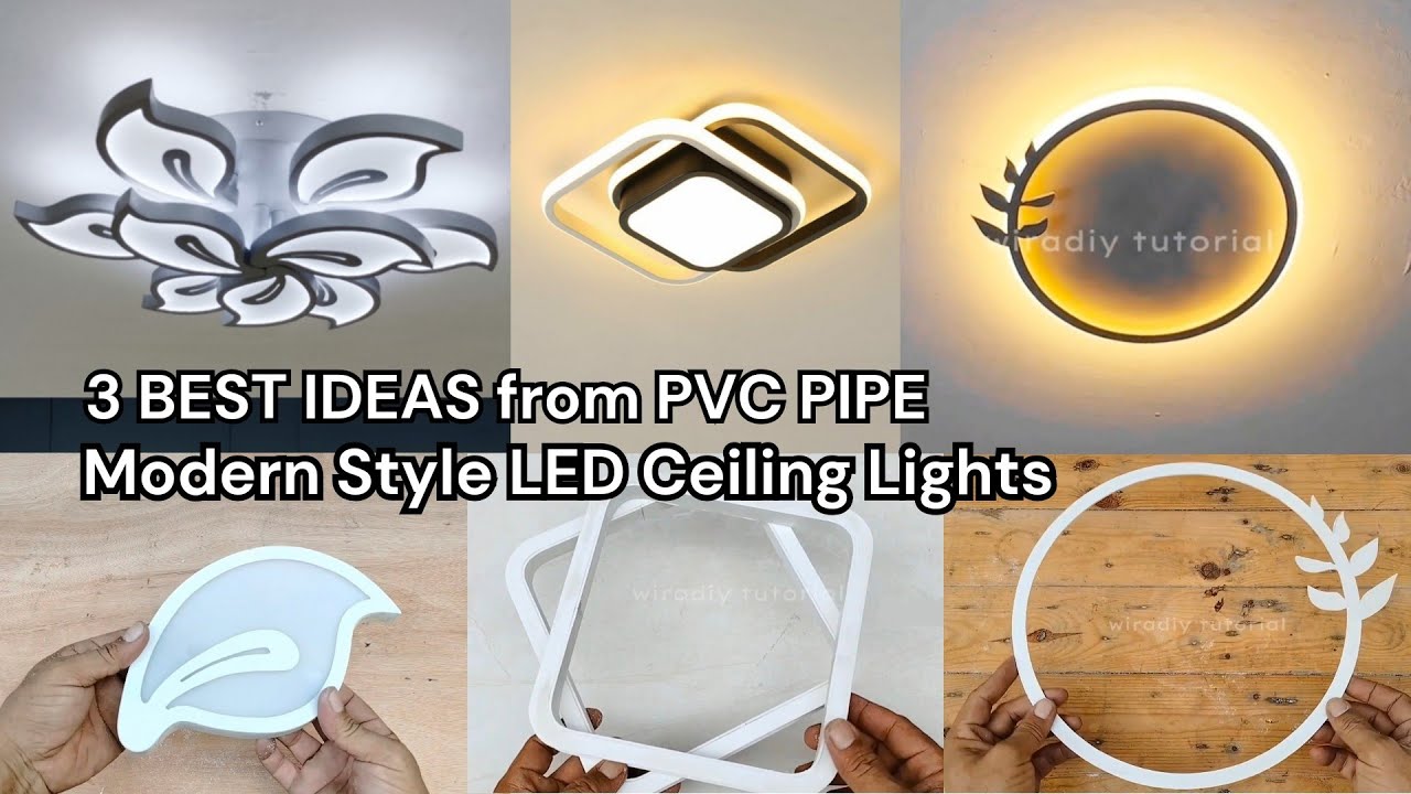 3 BEST IDEAS from PVC Pipe Modern Style LED Ceiling Lights - YouTube