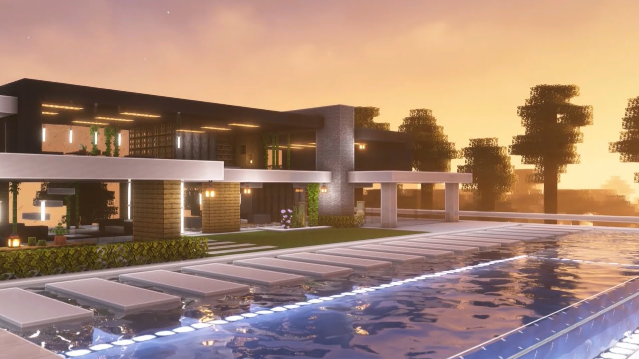 MINECRAFT MODERN HOUSE TUTORIAL (#2) - YouTube