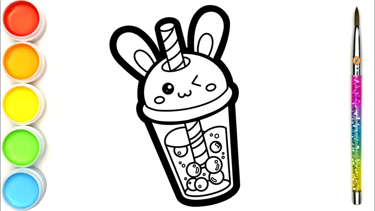 Mari menggambar dan mewarnai minuman Boba kelinci lucu untuk anak-anak ...