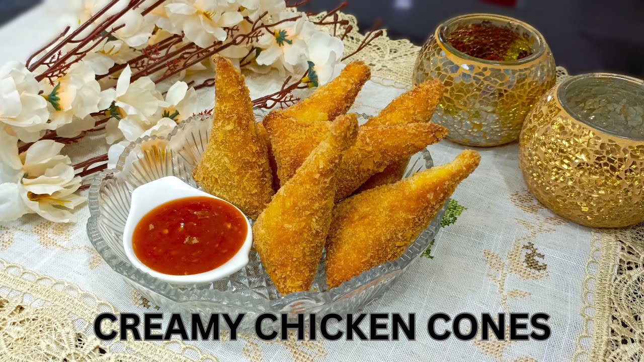 CREAMY CHICKEN CONE \CHICKEN BREAD CONE /CHICKEN BREAD CONE SAMOSA ...