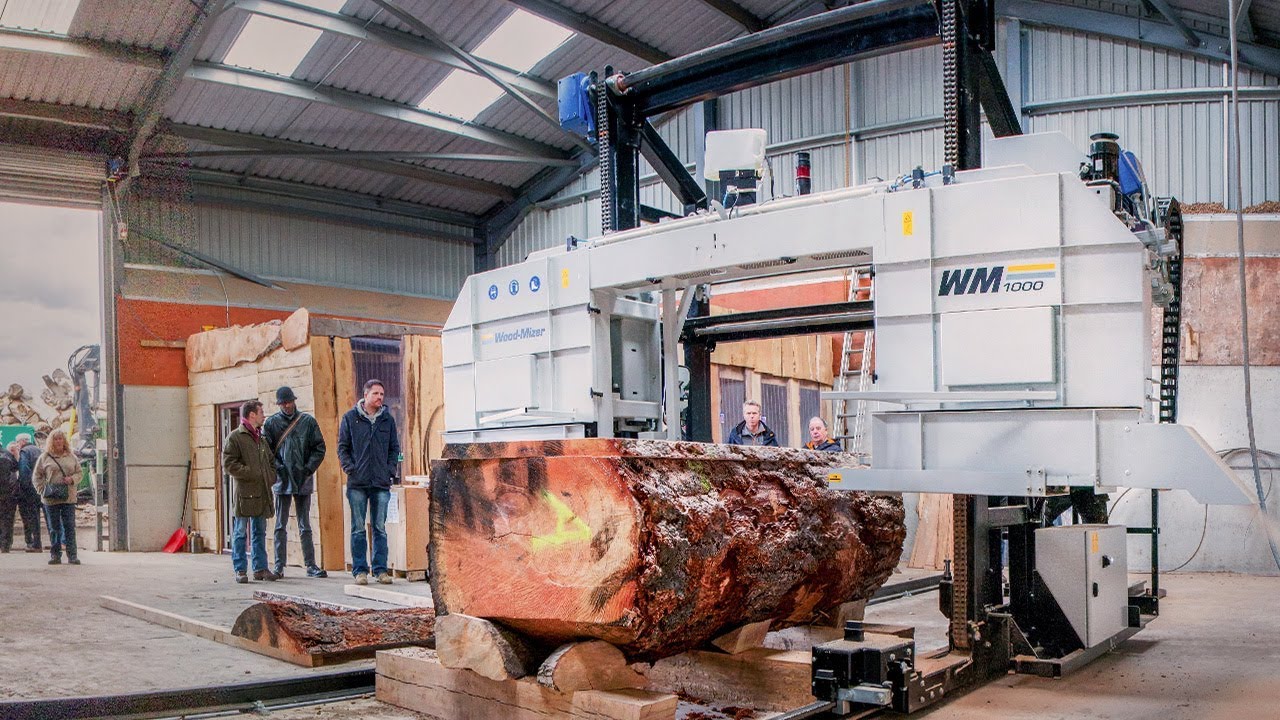 Sawmilling big hardwood logs in Scotland with Wood-Mizer WM1000 Sawmill ...
