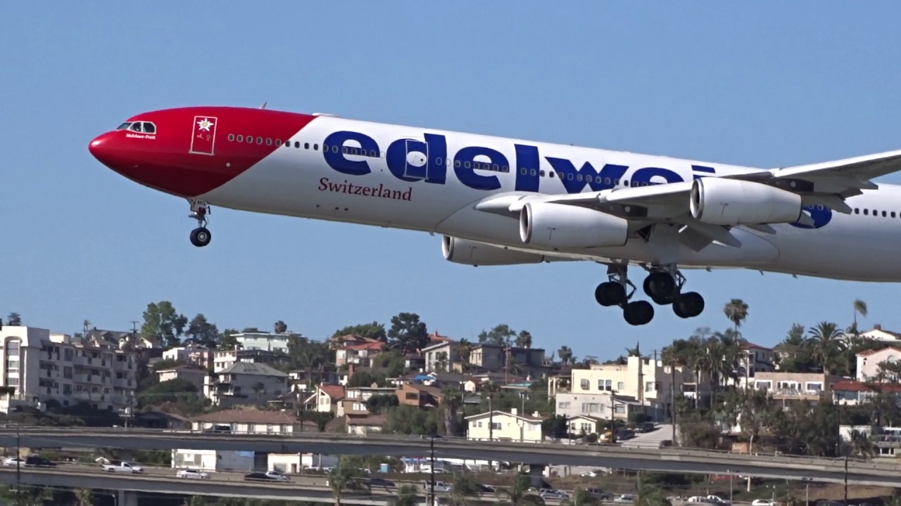 Edelweiss Airbus A340 300 Landing San Diego Youtube