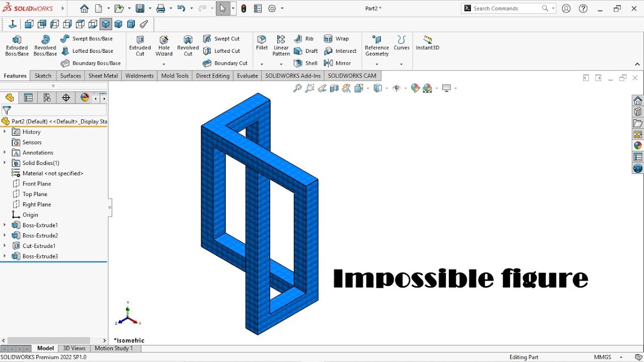 Impossible figure in solidworks | Sketch simple 3d figure | Solidworks ...