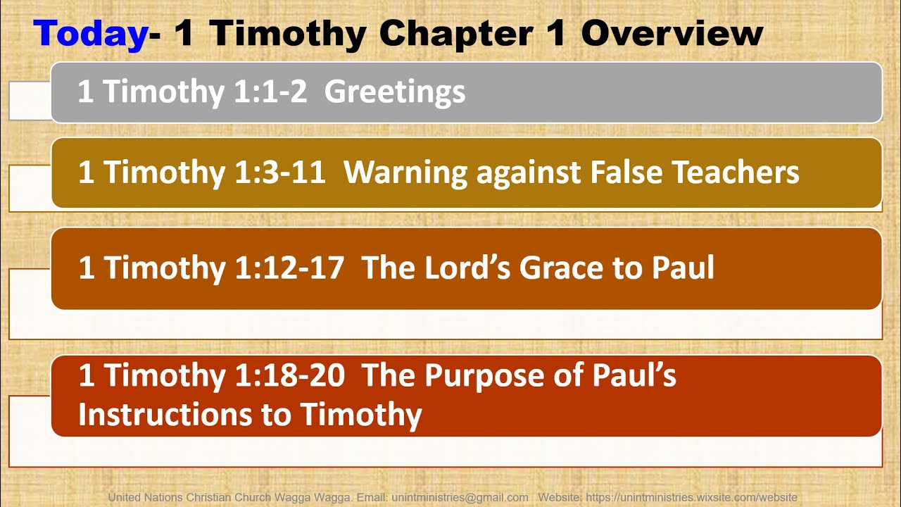 1Timothy Chapter 1- Systematic Exposition & Encouragement of letter of ...