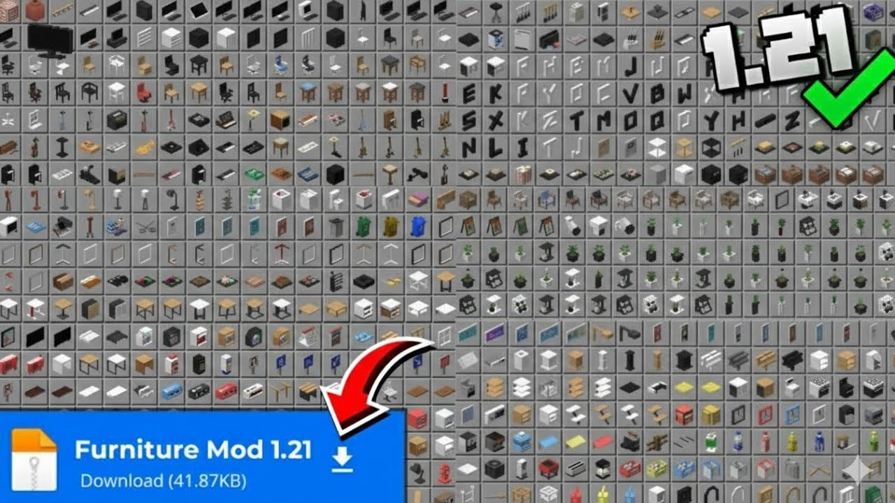 FURNITURE MOD/ADDON FOR MINECRAFT PE 1.21 | MINECRAFT FURNITURE MOD ...