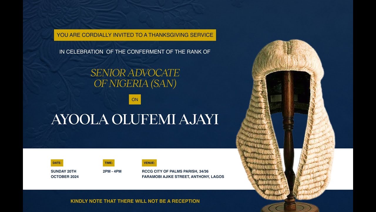 THANKSGIVING SERVICE | CELEBRATION OF SAN ON AYOOLA OLUFEMI AJAYI - SUNDAY 20TH OCTOBER, 2024 ...