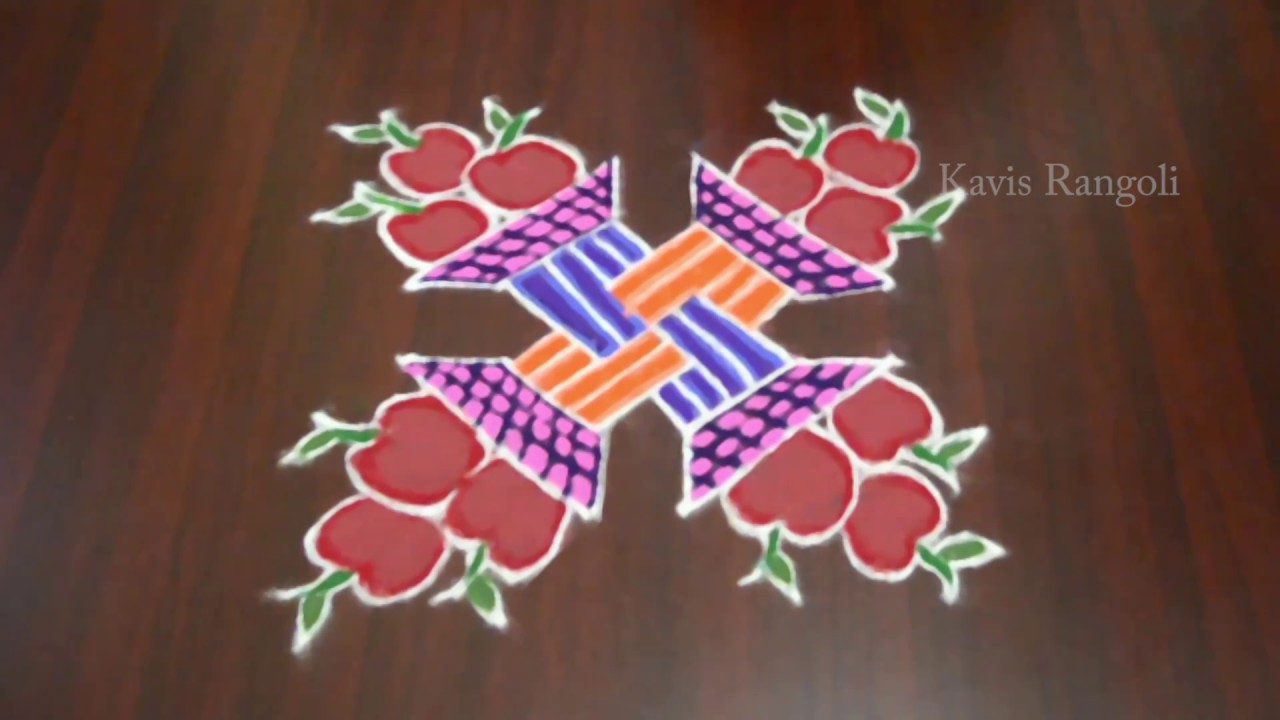 Fruit Basket Rangoli with 6x6 Dots | Rangoli Kolam | Dots Muggulu - YouTube