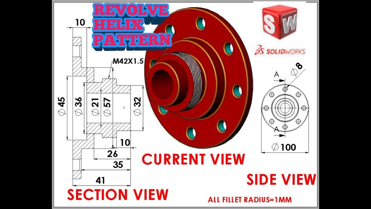 HOW TO REVOLVE BOSS/BASE AND HELIX IN SOLIDWORKS - YouTube