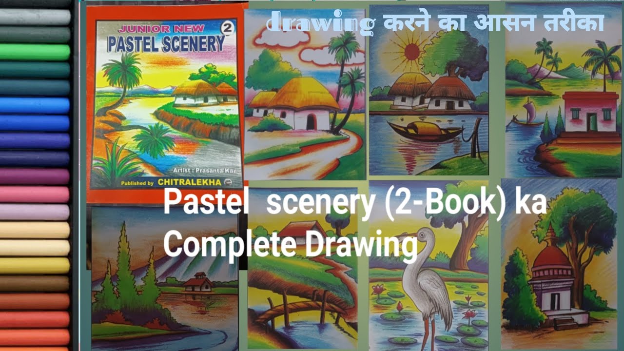 Pastel scenery,( Junior new 2 book), In book ka complete drawing,#step ...