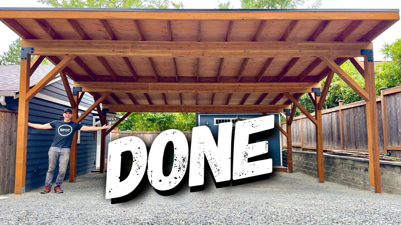 BUILDING A LEAN TO CARPORT // Start To Finish - YouTube