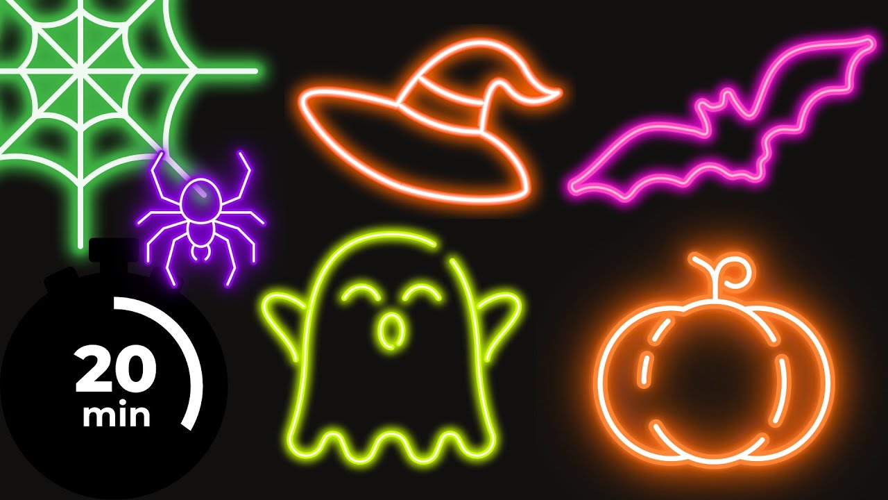 🎃 Neon Halloween Glow in the Dark Party Baby Sensory Video [High ...