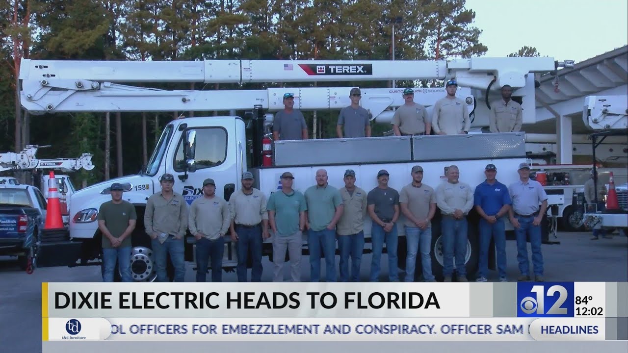 Dixie Electric crews to help restore power in Florida - YouTube