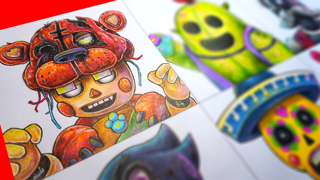 Drawing BRAWL STARS Characters as FNAF MONSTERS (Five Nights at Freddy's) - YouTube