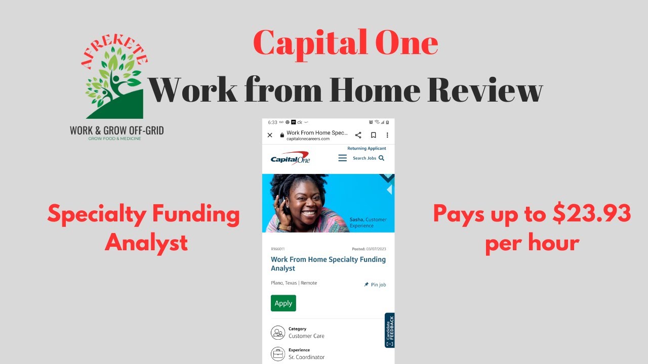 Capital One Pays $23.93 per hour | Specialty Funding Analyst Work from Home Review - YouTube