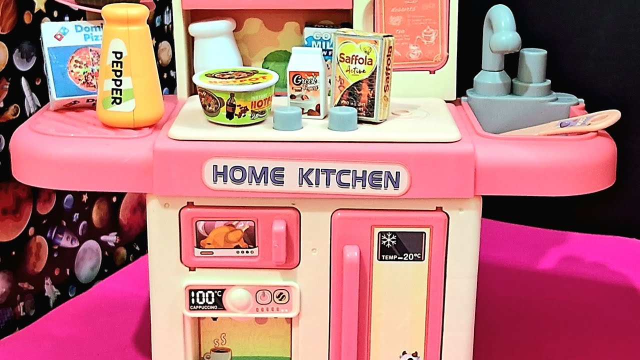 miniature kitchen set toys cooking video asmr😋 small kitchen set - YouTube