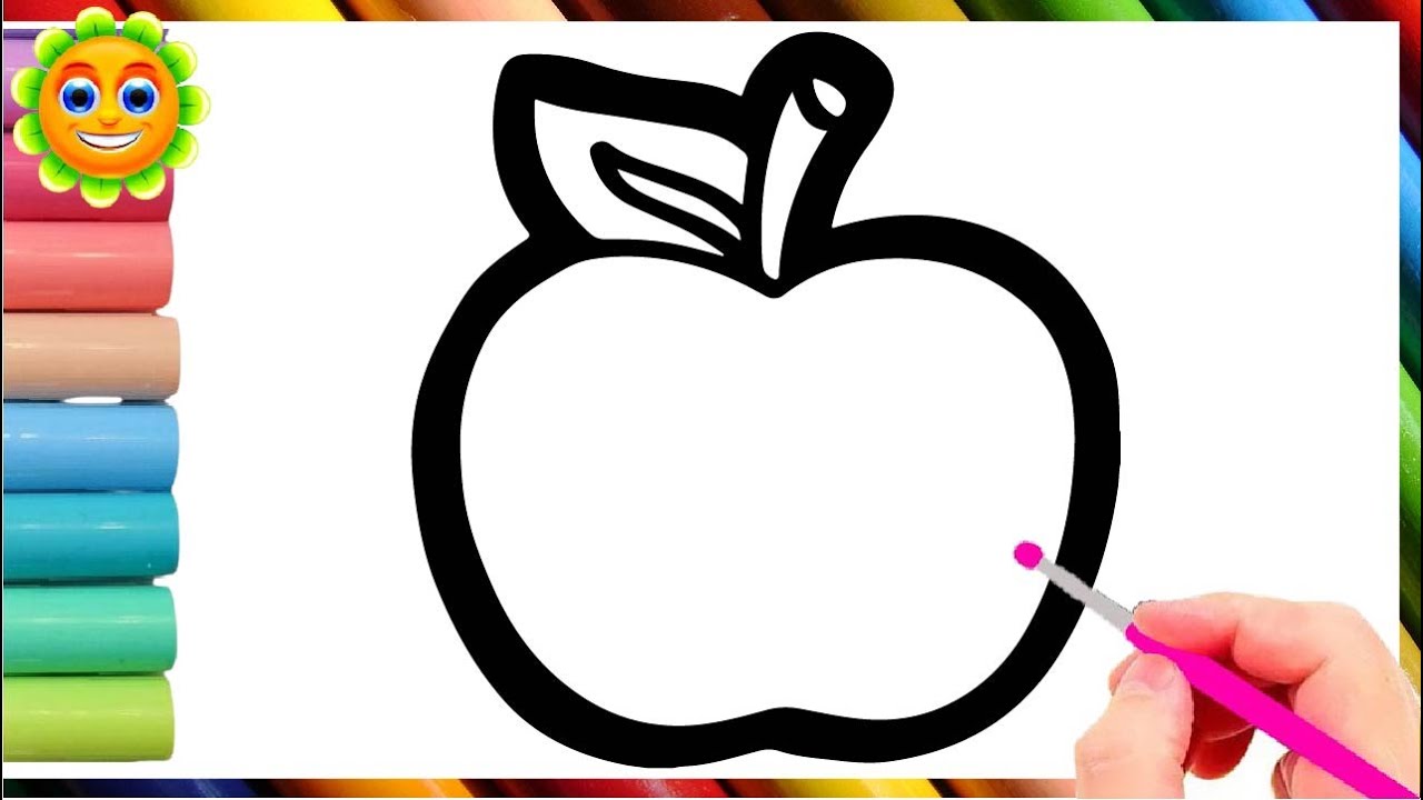 Rainbow Apple Drawing, Painting, Coloring for Kids and Toddlers . How ...