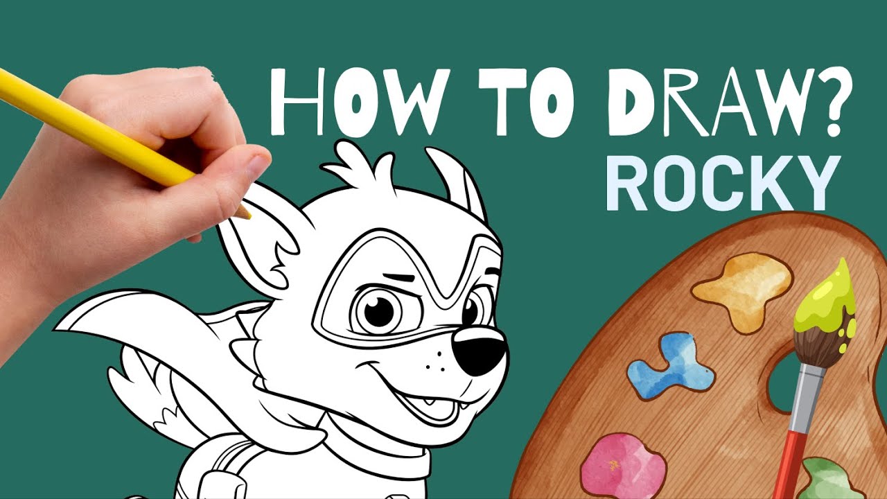 How to draw ROCKY | Mighty Paw Simple tutorial step-by-step! - YouTube