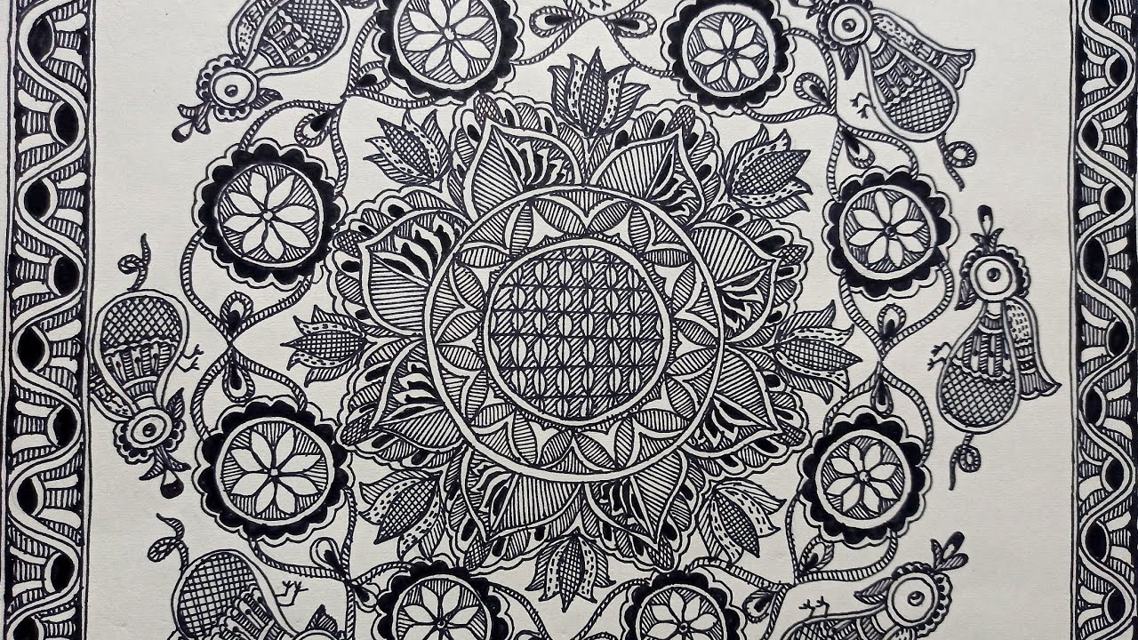 Alpana (Aripan)in Madhubani painting for beginners,learn how to draw ...