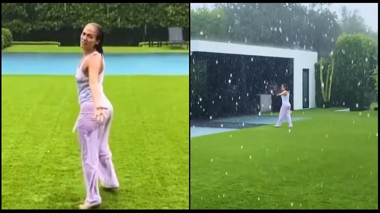 JENNIFER LOPEZ Dances in Rain and Jump in the Pool Fully Clothed - YouTube
