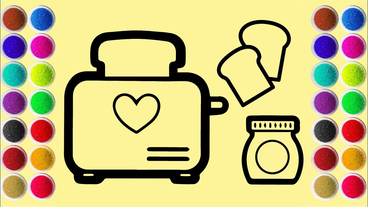 Coloring Toaster, Bread and Strawberry Jam Using Colored Sand | Sand ...
